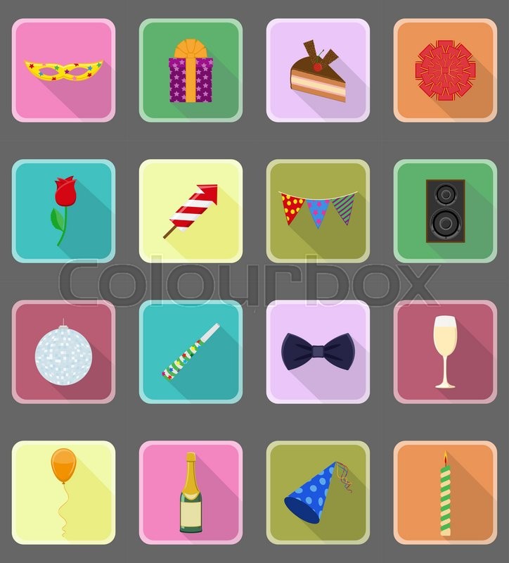 Celebrations set flat icons vector ... | Stock vector | Colourbox