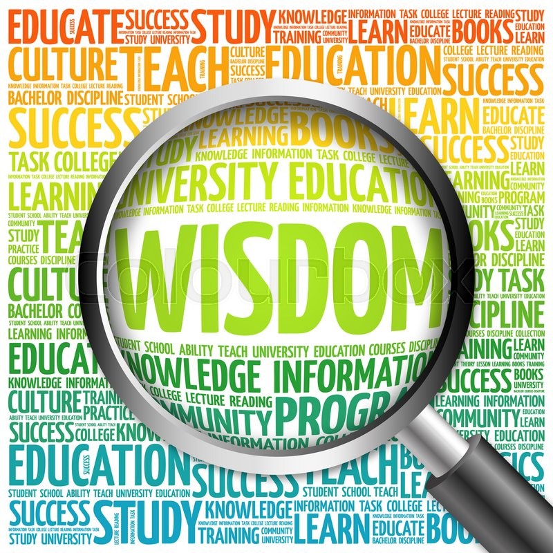 Wisdom word cloud with magnifying ... | Stock image | Colourbox