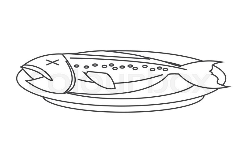 Flat design fish on plate icon vector ... | Stock vector | Colourbox