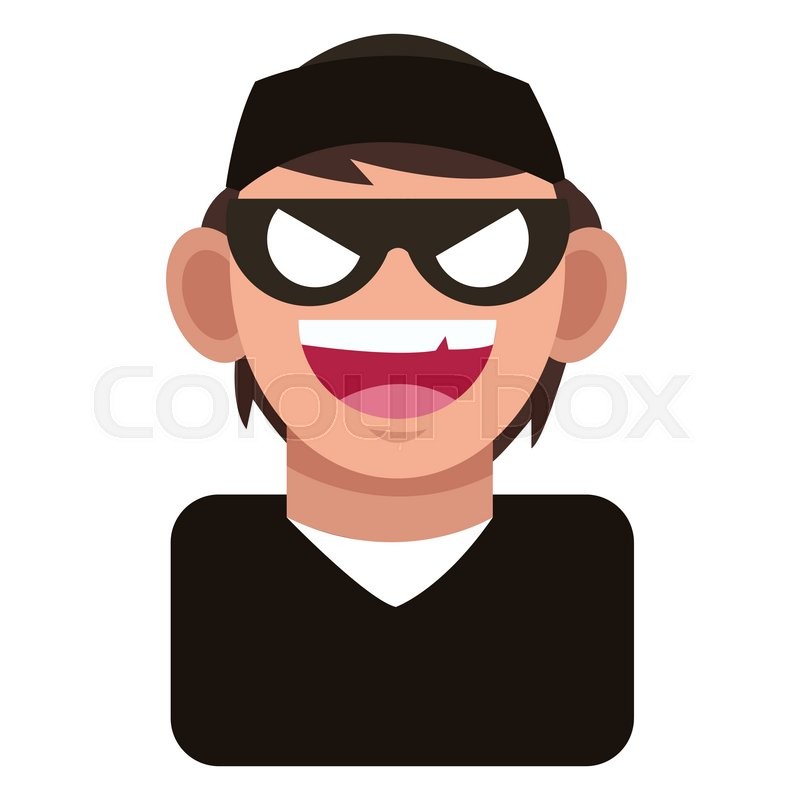 Flat design criminal man with mask ... | Stock vector | Colourbox