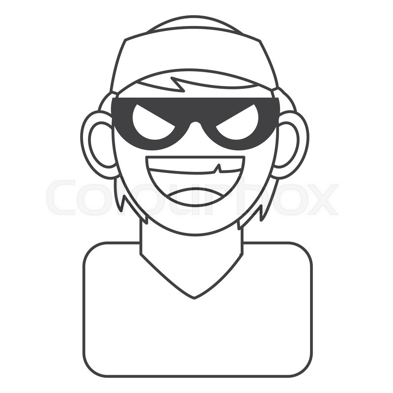 Flat design criminal man with mask ... | Stock vector | Colourbox
