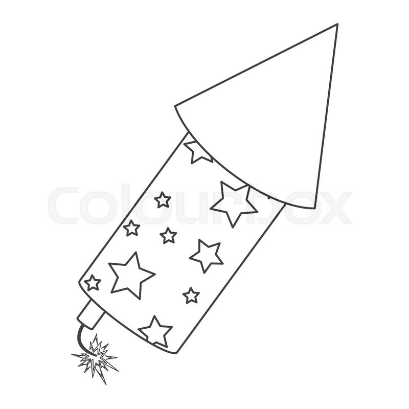 Rocket fireworks fire light, line icon ... | Stock vector | Colourbox