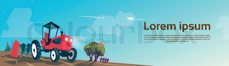 Tractor Plowing Field Farming Banner ... | Stock vector | Colourbox