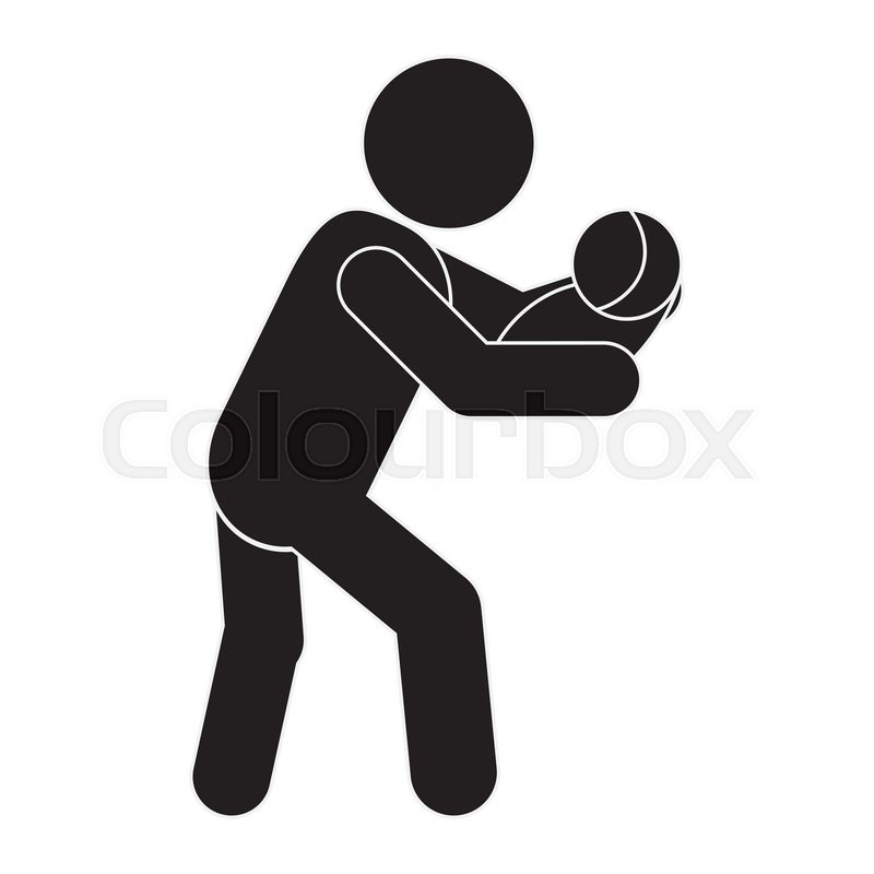 Flat design man carrying baby icon ... | Stock vector | Colourbox
