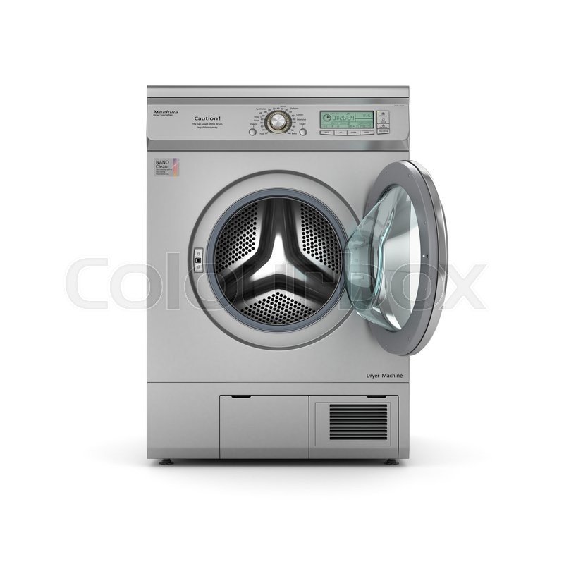 Isolated open Dryer machine on a white ... | Stock image | Colourbox