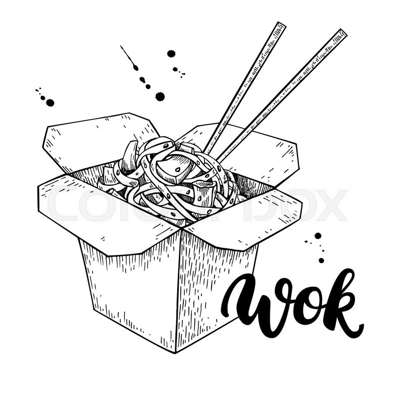Chinese Food Box Drawing