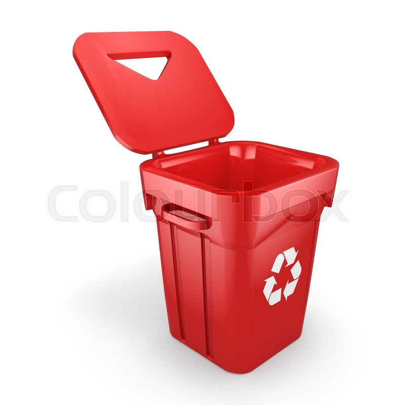 3D rendering Red Recycling Bin isolated ... | Stock image | Colourbox