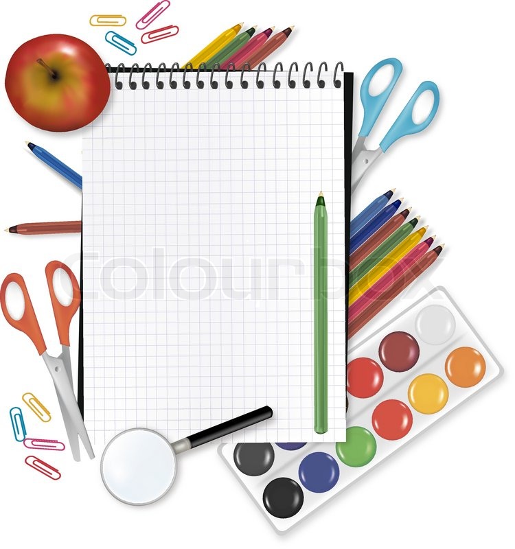Back to school. Notepad with supplies. ... | Stock vector | Colourbox