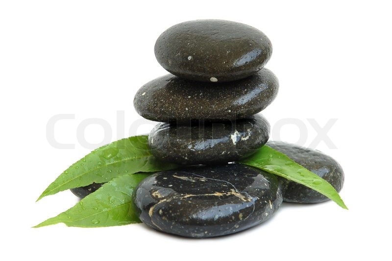Stack of black stones for hot stones ... | Stock image | Colourbox