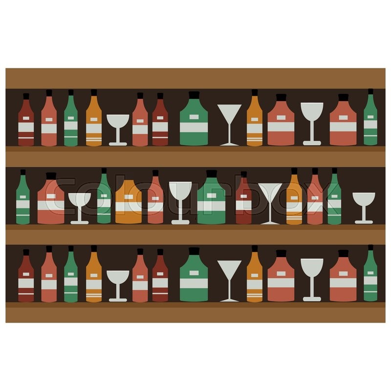 Alcohol shelf bar. Vector illustration | Stock vector | Colourbox