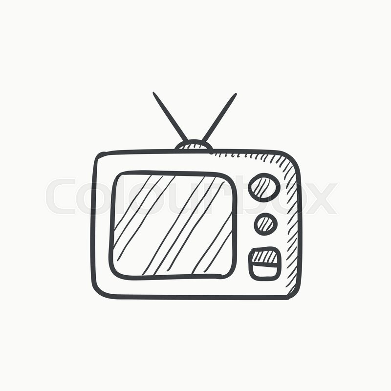 Retro television vector sketch icon ... | Stock vector | Colourbox