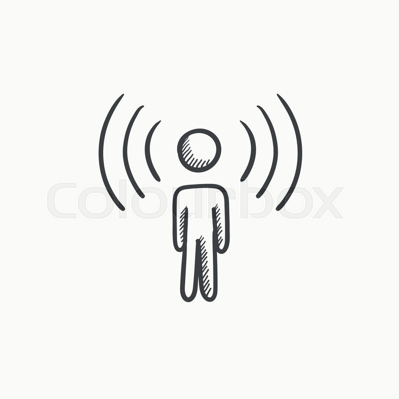 Man with soundwaves vector sketch icon ... | Stock vector | Colourbox