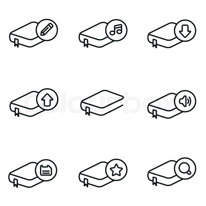 Vector line book icon set on white ... | Stock vector | Colourbox