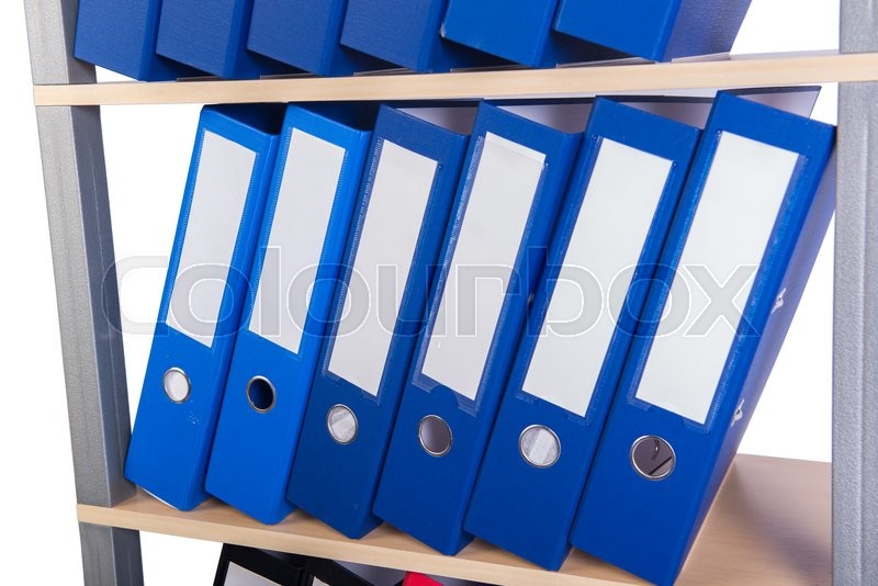 Many binder folders on the shelf | Stock image | Colourbox