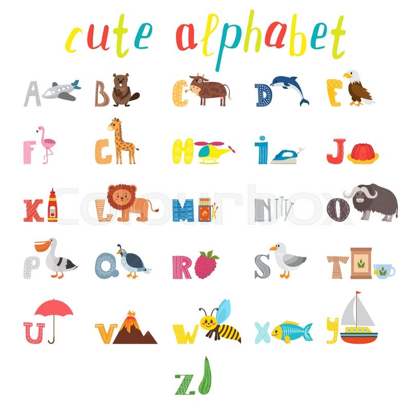 ABC. Children alphabet with cute ... | Stock vector | Colourbox