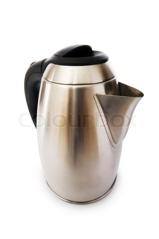 Shiny kettle isolated on the white ... | Stock image | Colourbox