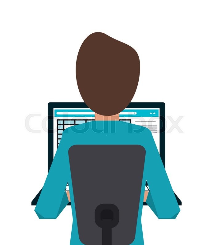 Flat design person using laptop icon ... | Stock vector | Colourbox