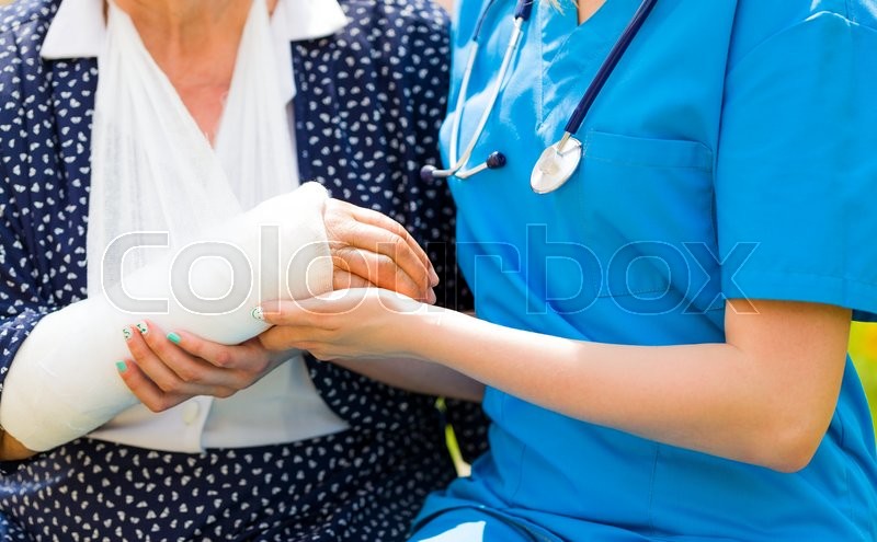 Closeup of supporting nurse hand for ... | Stock image | Colourbox