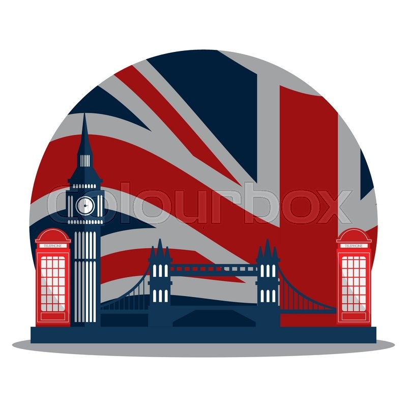 London concept with landmarks icons ... | Stock vector | Colourbox