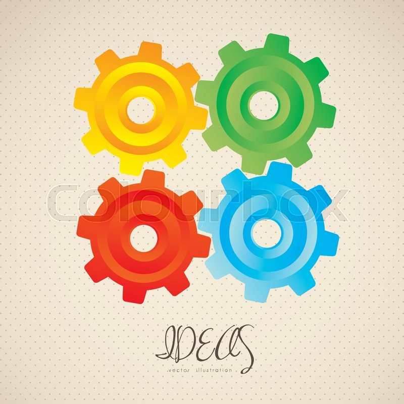 Illustration of color gears on white ... | Stock vector | Colourbox
