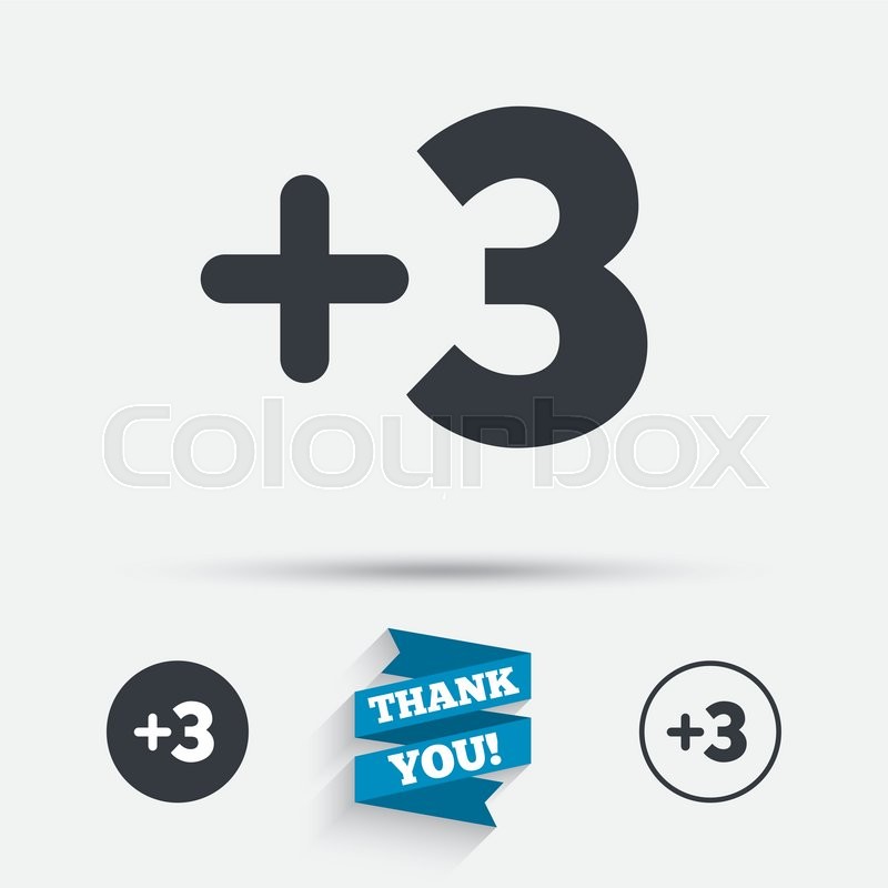 Plus three sign. Add three symbol. ... | Stock Vector | Colourbox