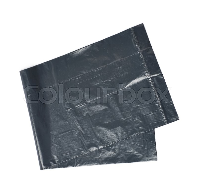 Single black plastic polyethylene trash ... | Stock image | Colourbox