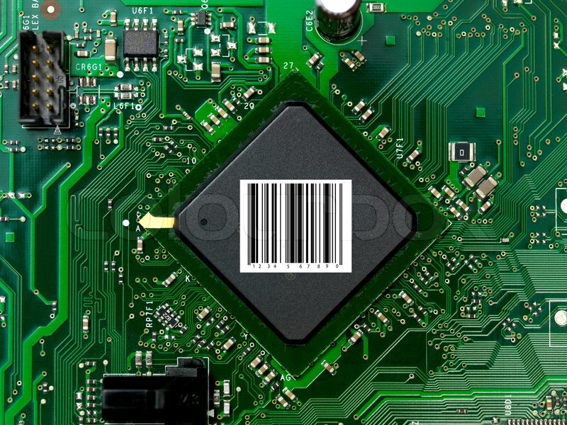 A computer chip on a mother board | Stock image | Colourbox