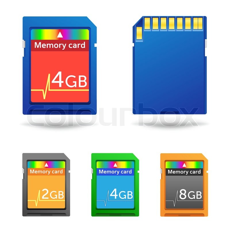 The different colors memory cards ... | Stock vector | Colourbox