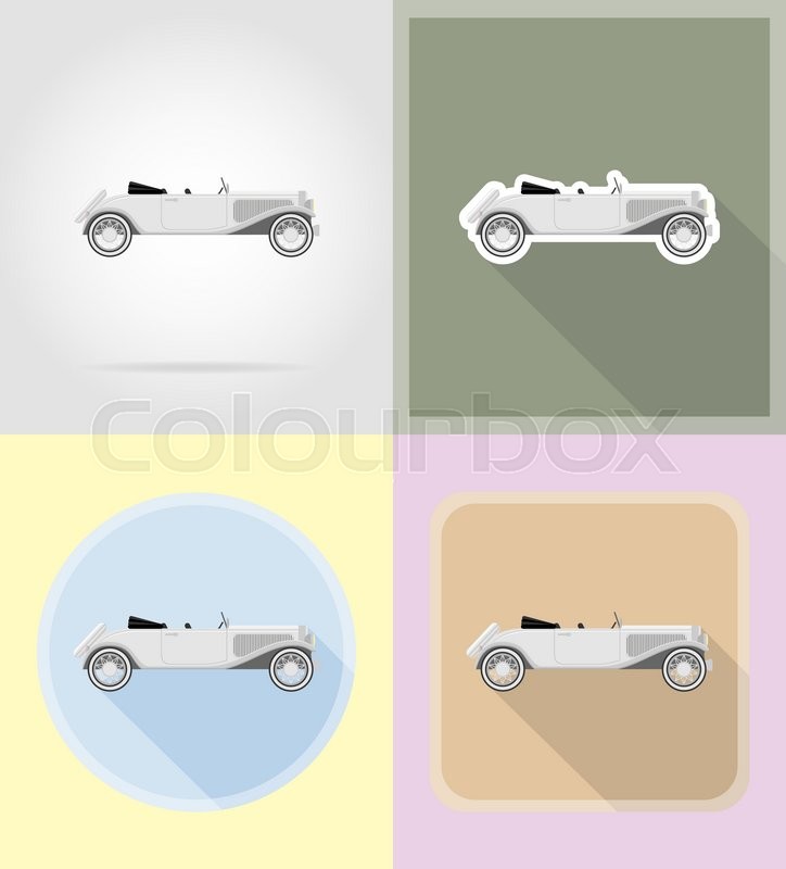 Old retro car flat icons vector ... | Stock vector | Colourbox