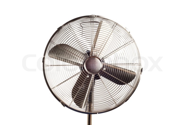 Electric fan isolated on the white ... | Stock image | Colourbox
