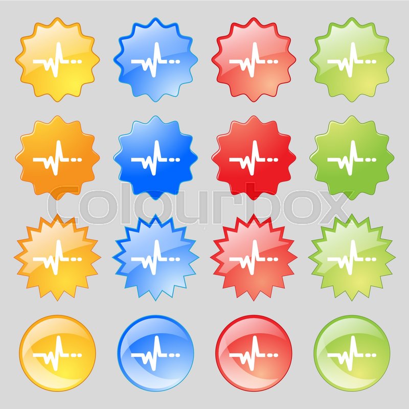 Pulse icon sign. Big set of 16 ... | Stock vector | Colourbox