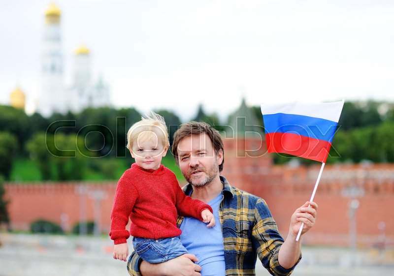 Portrait of happy family with russian ... | Stock image | Colourbox