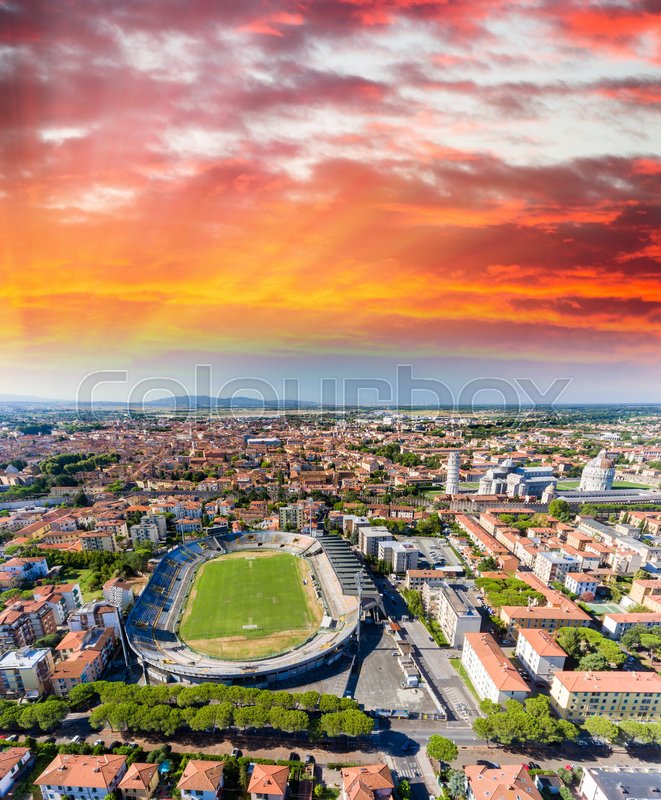 Pisa Soccer Stadium, aerial view at ... | Stock image | Colourbox