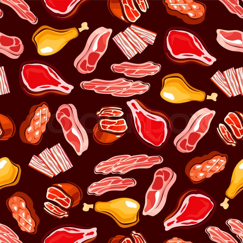 Meat food background. Seamless pattern ... | Stock vector | Colourbox