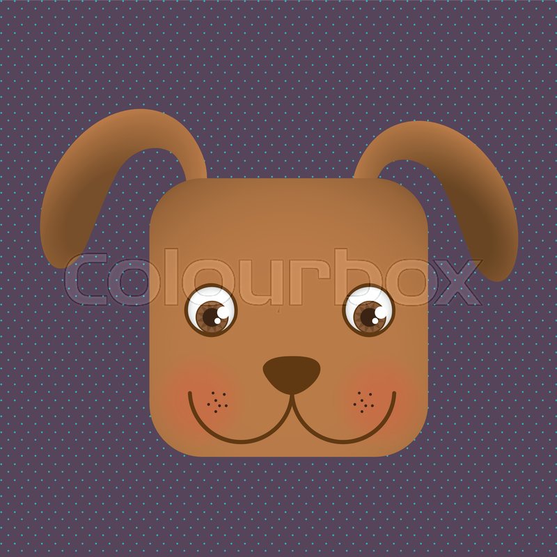 Animal icon, square head dog with ... | Stock vector | Colourbox