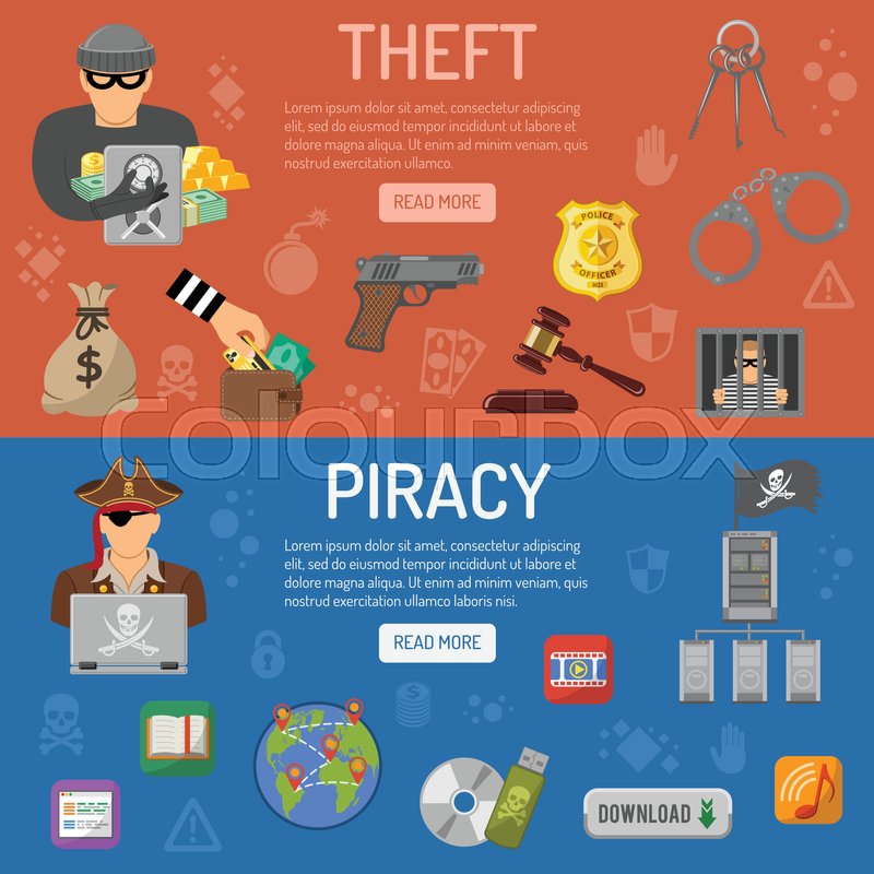 Piracy and Theft Horizontal Banners ... | Stock vector | Colourbox
