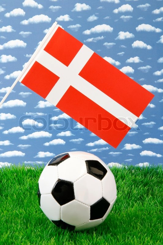 Fodbold på græs med dansk national ... | Stock foto | Colourbox