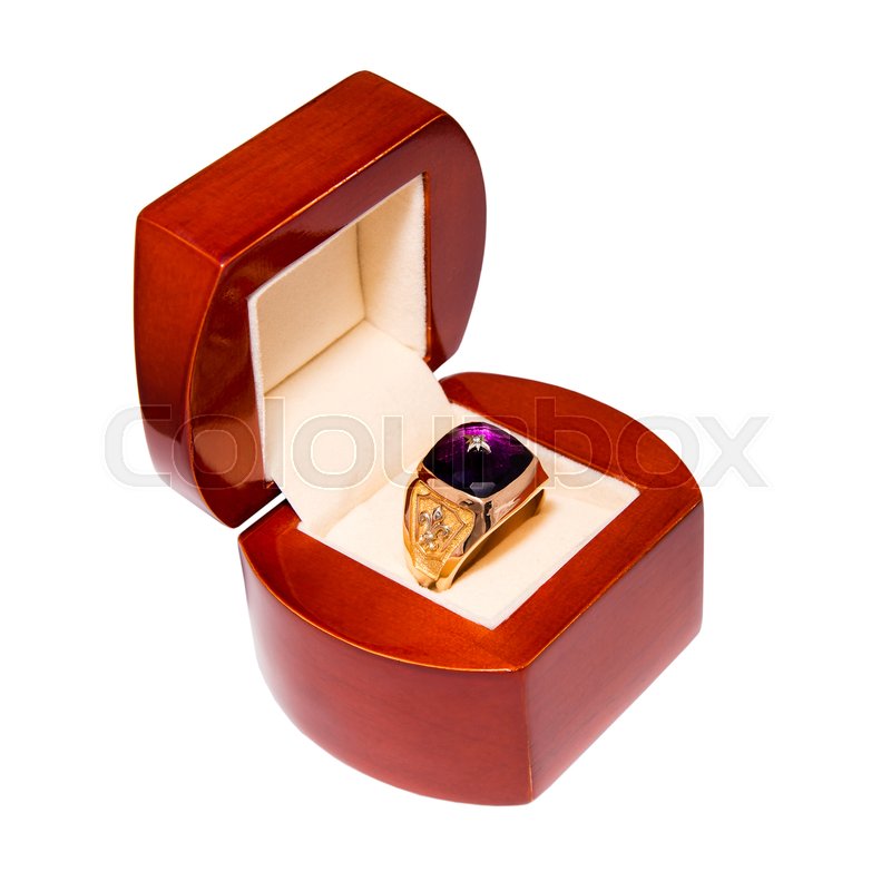 Ring in a box isolated on white ... | Stock image | Colourbox