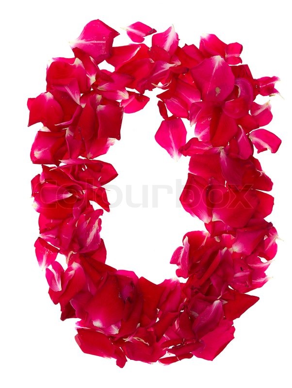 Pink rose petals forming letter O | Stock image | Colourbox