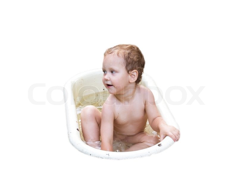 Junge Baden in einer Wanne auf einem ... | Stock Bild | Colourbox
