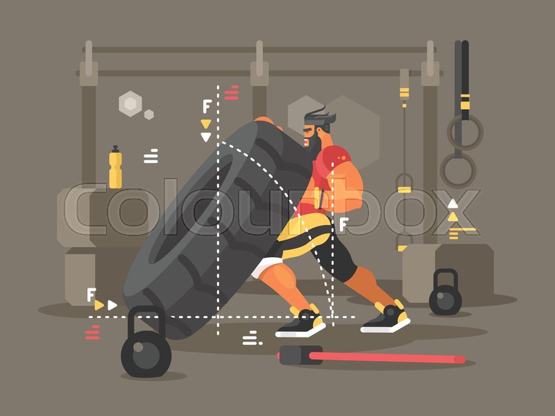 Crossfit workout flat. Strong and ... | Stock vector | Colourbox