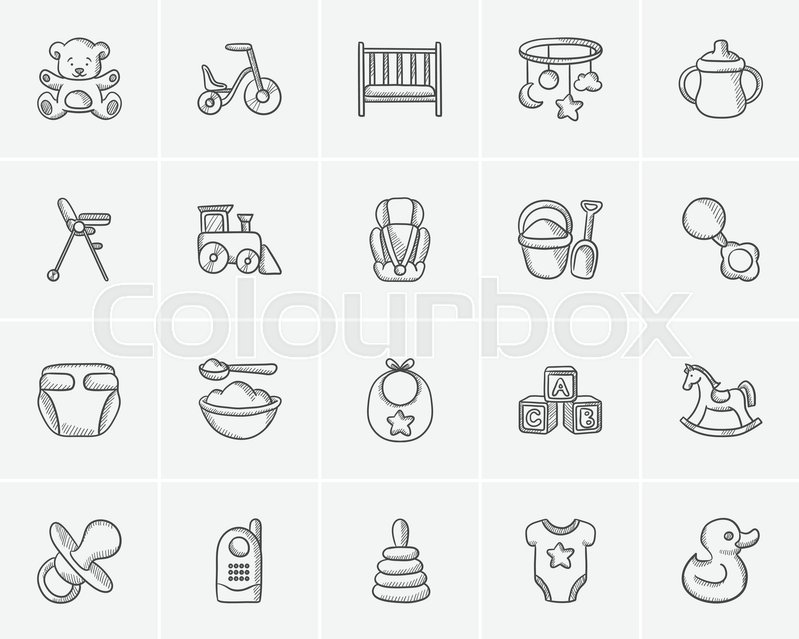 Kids sketch icon set for web, mobile ... | Stock vector | Colourbox