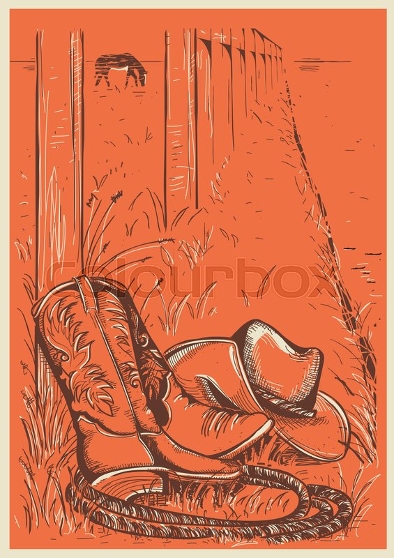 American Ranch illustration with ... | Stock vector | Colourbox