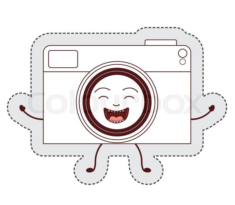 Camera cartoon sticker face happy ... | Stock vector | Colourbox