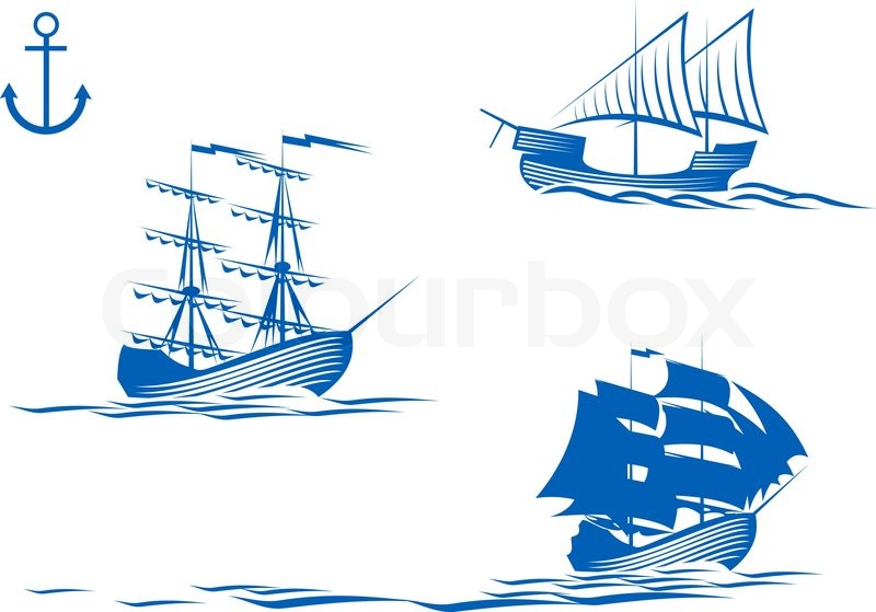 Satz von Segel-Schiffe, die isoliert ... | Stock-Vektor | Colourbox