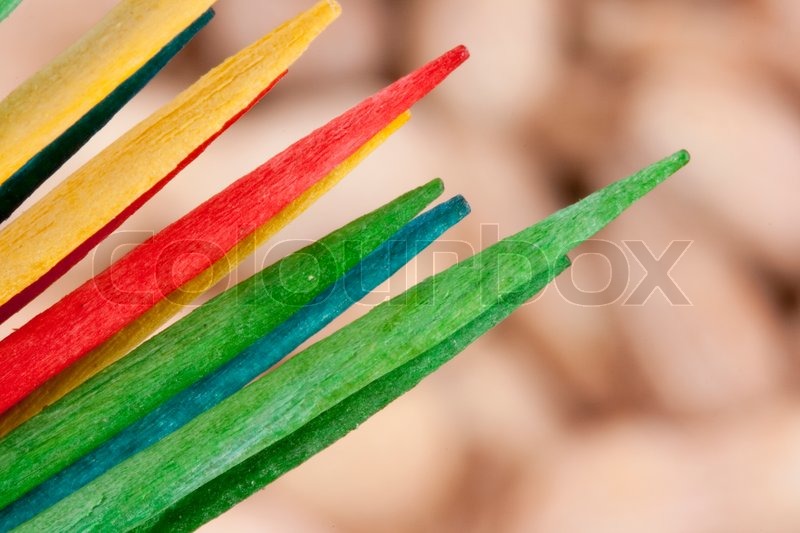 Wooden multi-coloured toothpicks for ... | Stock image | Colourbox