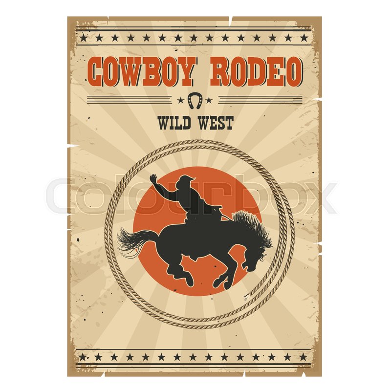 Western rodeo vintage poster.Cowboy ... | Stock vector | Colourbox
