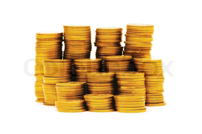 Stapel von Münzen isoliert auf den ... | Stock Bild | Colourbox