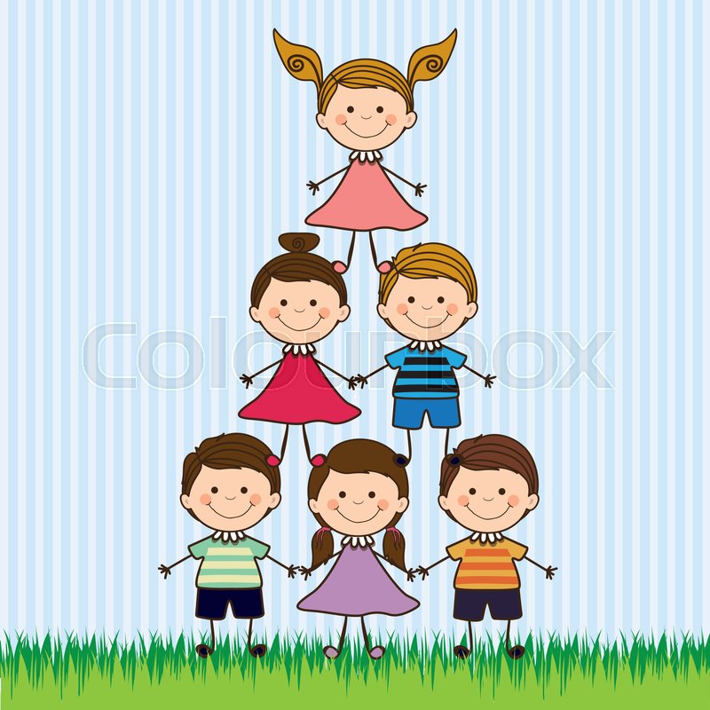 Illustration of kids team, in cartoon ... | Stock vector | Colourbox
