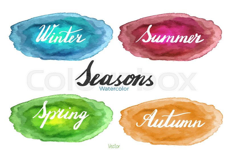 Handwritten names of seasons: spring, ... | Stock vector | Colourbox